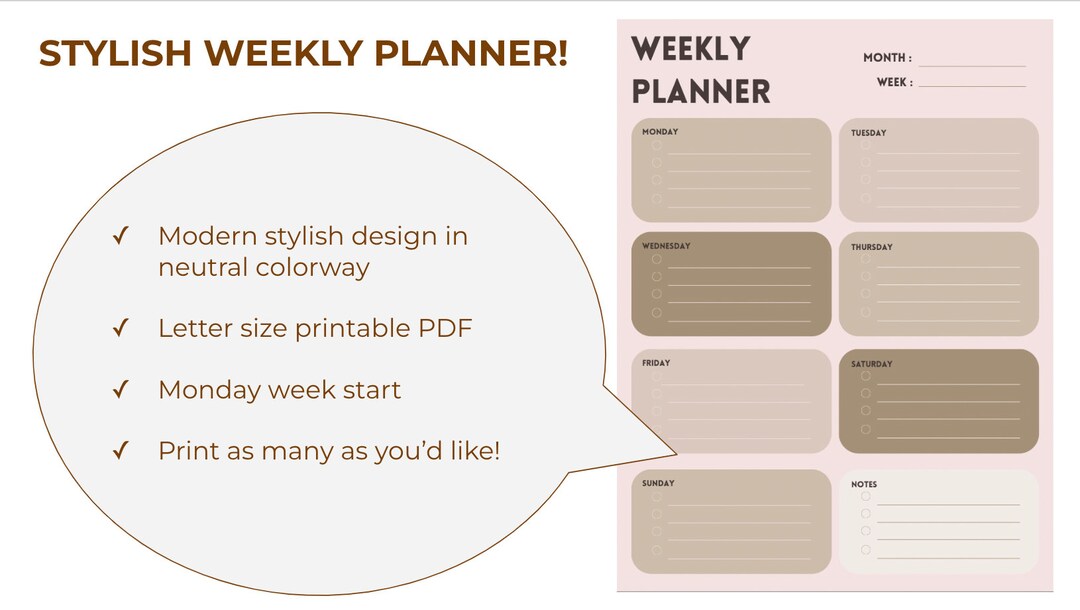 Stylish Weekly Digital Planner | Printable | Flexible | Easy to Use ...