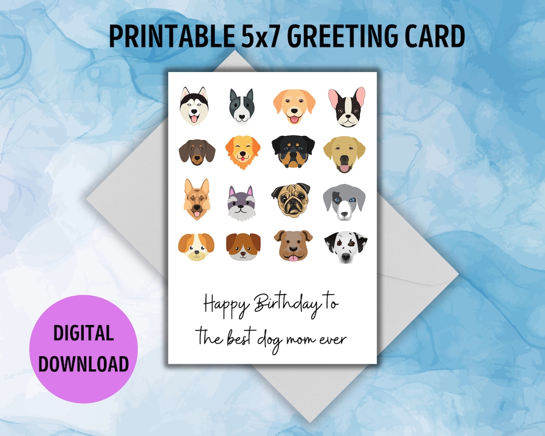 Happy Birthday Card, Birthday Card With Dogs, Dog Mom Birthday Card ...