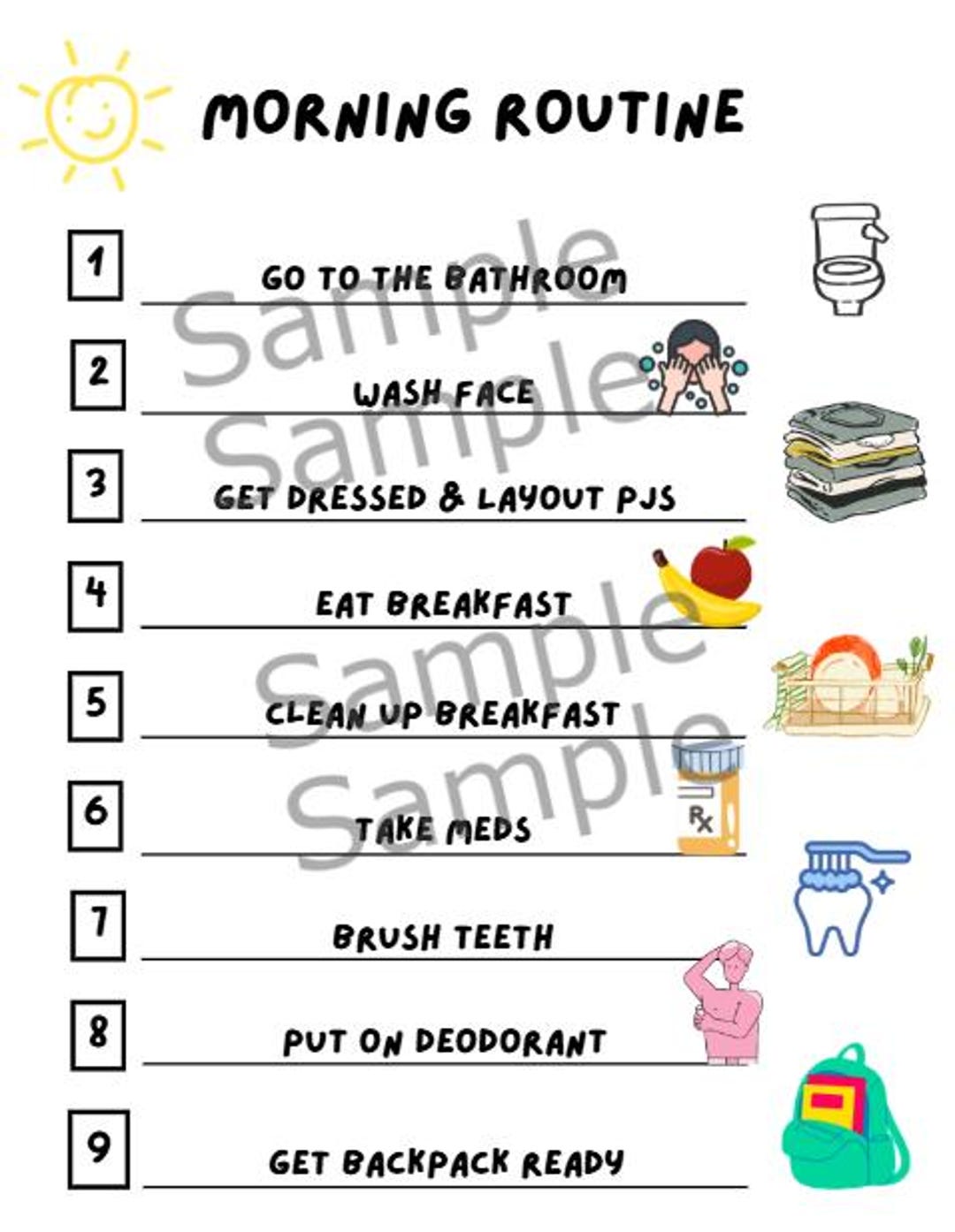 ADHD Routine Chart for Kids | Canva Editable Routine Template | Morning ...