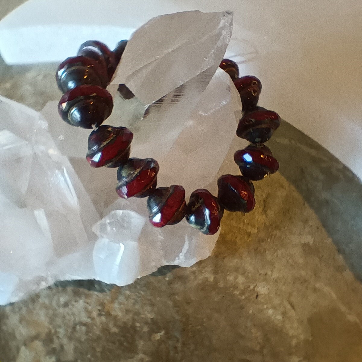 Czech Glass Saturn Bead, Full Strand, Ruby Red, Red Saturn Beads, 8x ...