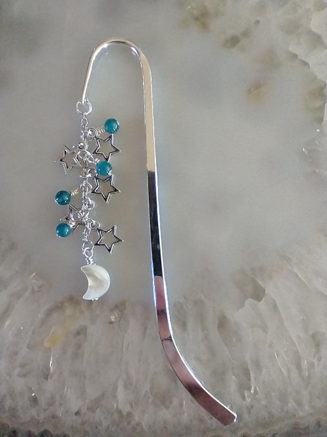 Stars and Moon Beaded Bookmark/charms/ Healing Gemstones/reading ...
