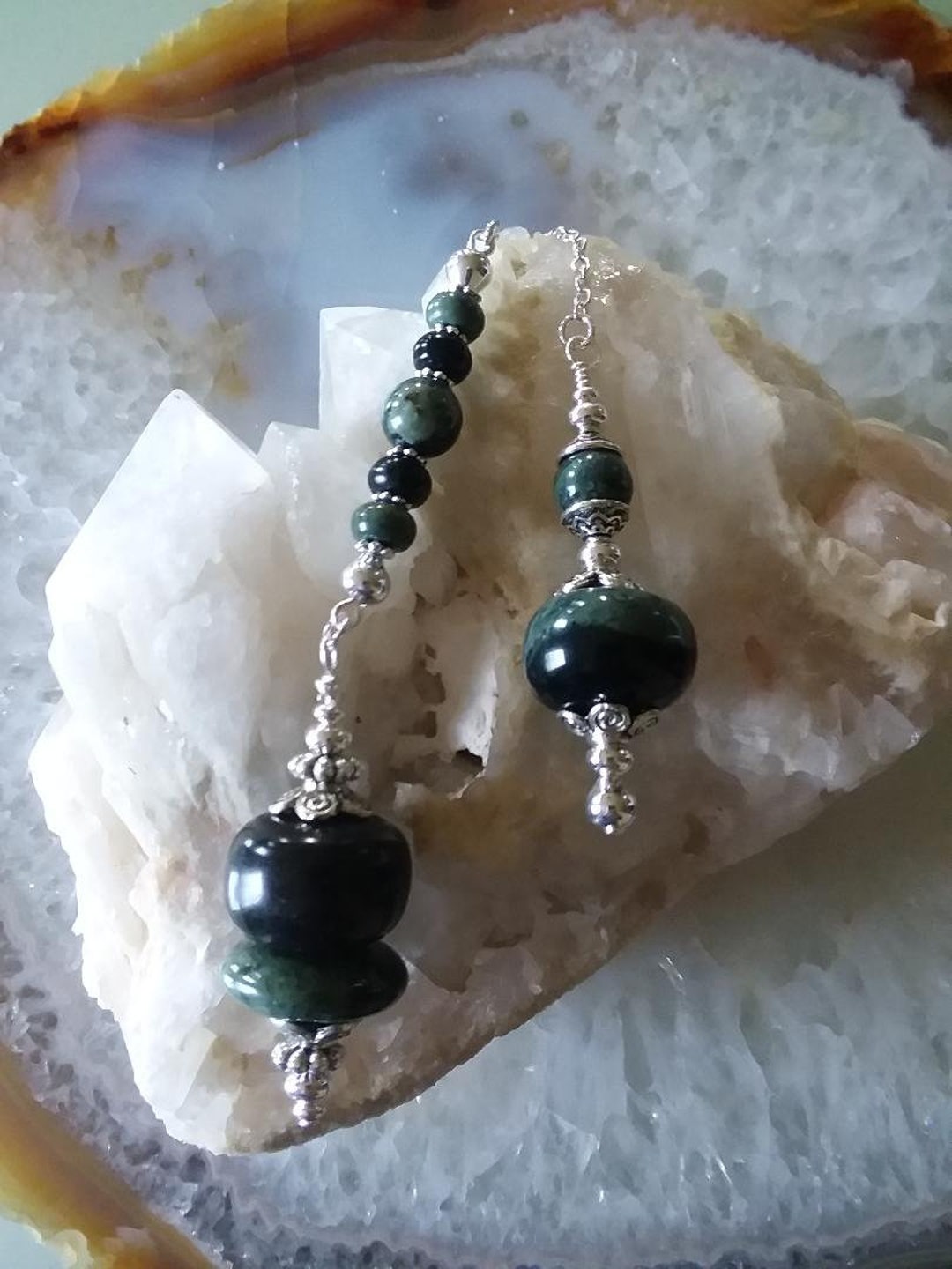 Kambaba Pendulum, Gemstone Pendulum, Wire Wrapped Pendulum, Dowsing ...