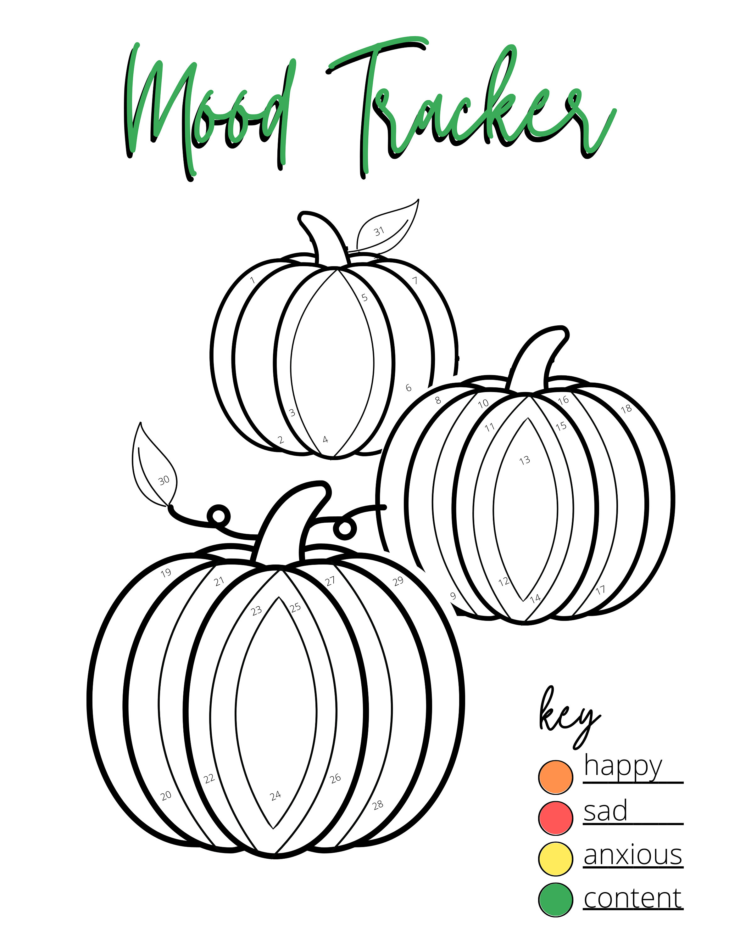 Printable Pumpkin Patch Mood Tracker - Etsy