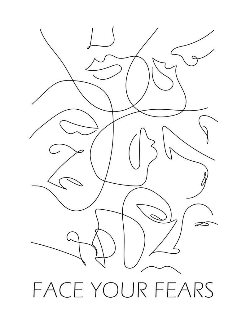 Face Your Fears Line Drawing Print Poster Wall Decor Digital Download ...