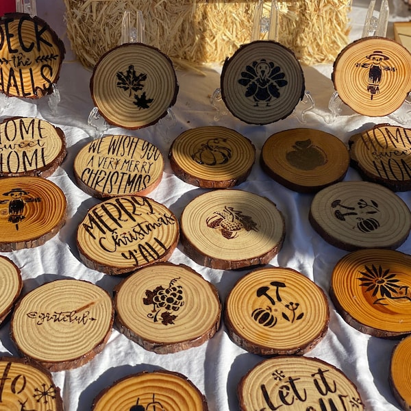 Wood Burned Custom Coasters - Etsy