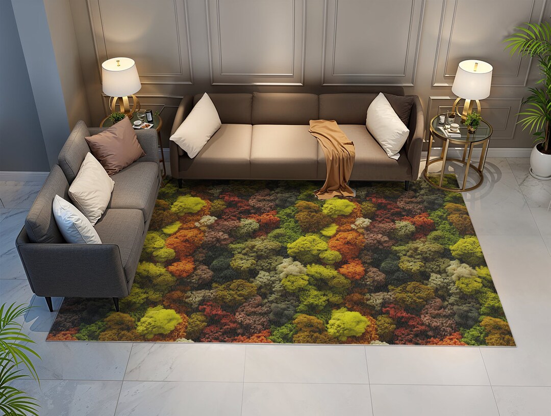 Colorful Moss Rug, Moss Rug, Nature Rug, Plant Rug, Cottagecore Rug ...