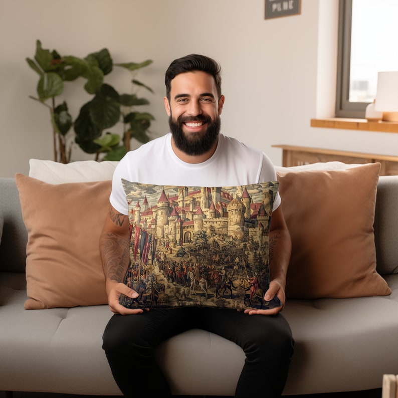 Medieval Castle Pillow, Renaissance Fair Pillow, Medieval Pillow ...