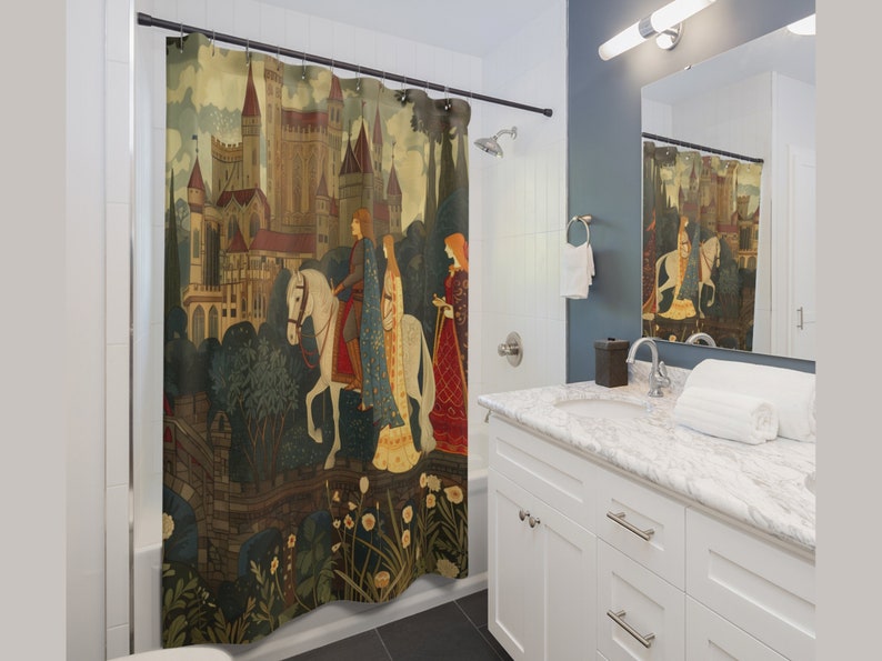 Medieval Bathroom Decor, King Arthur Guinevere Shower Curtain, Medieval ...