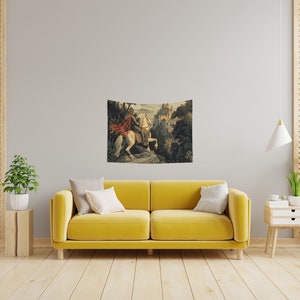 Knight Medieval Tapestry, Medieval Wall Hanging, Medieval Art Print ...