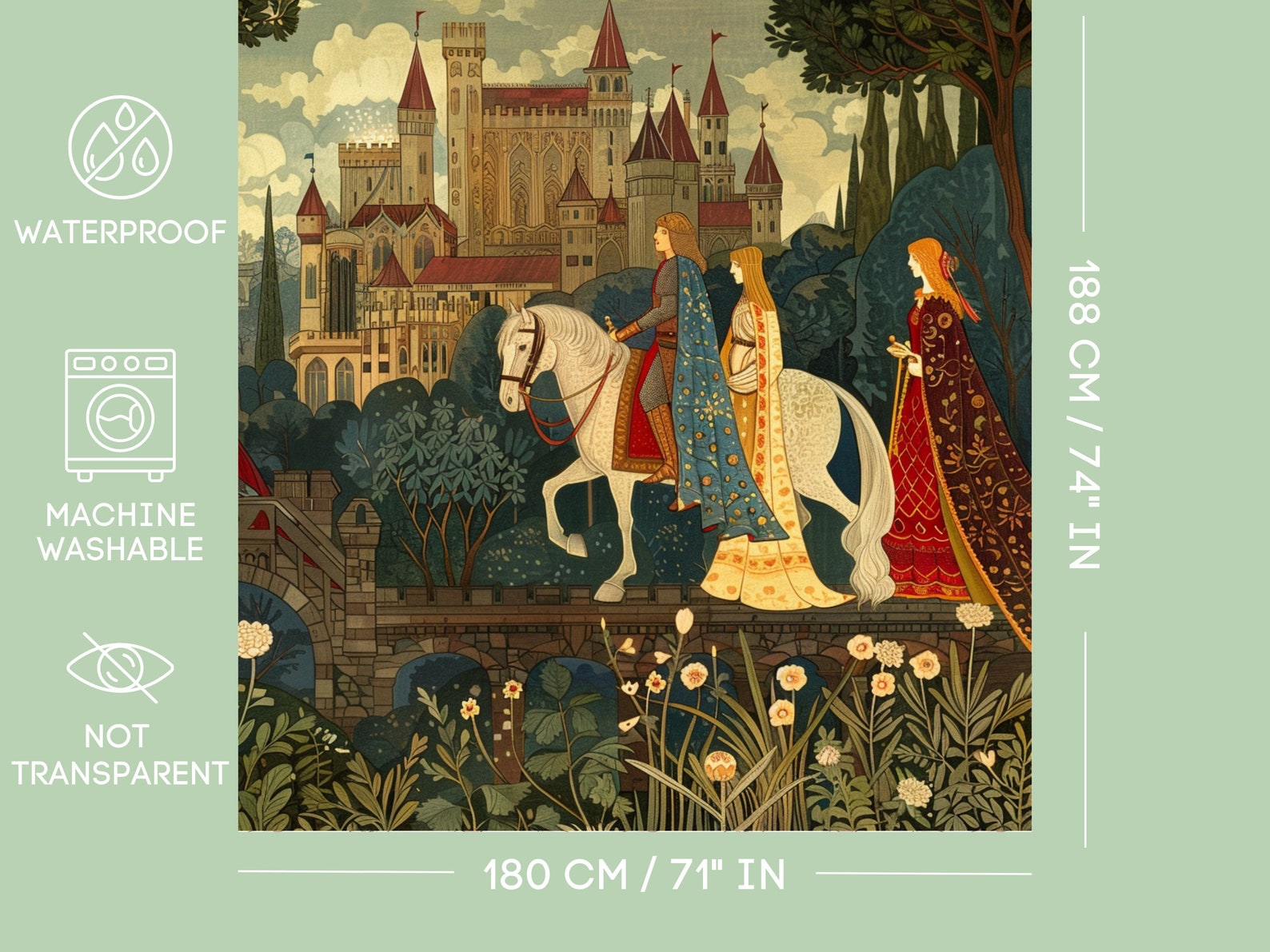Medieval Bathroom Decor, King Arthur Guinevere Shower Curtain, Medieval ...
