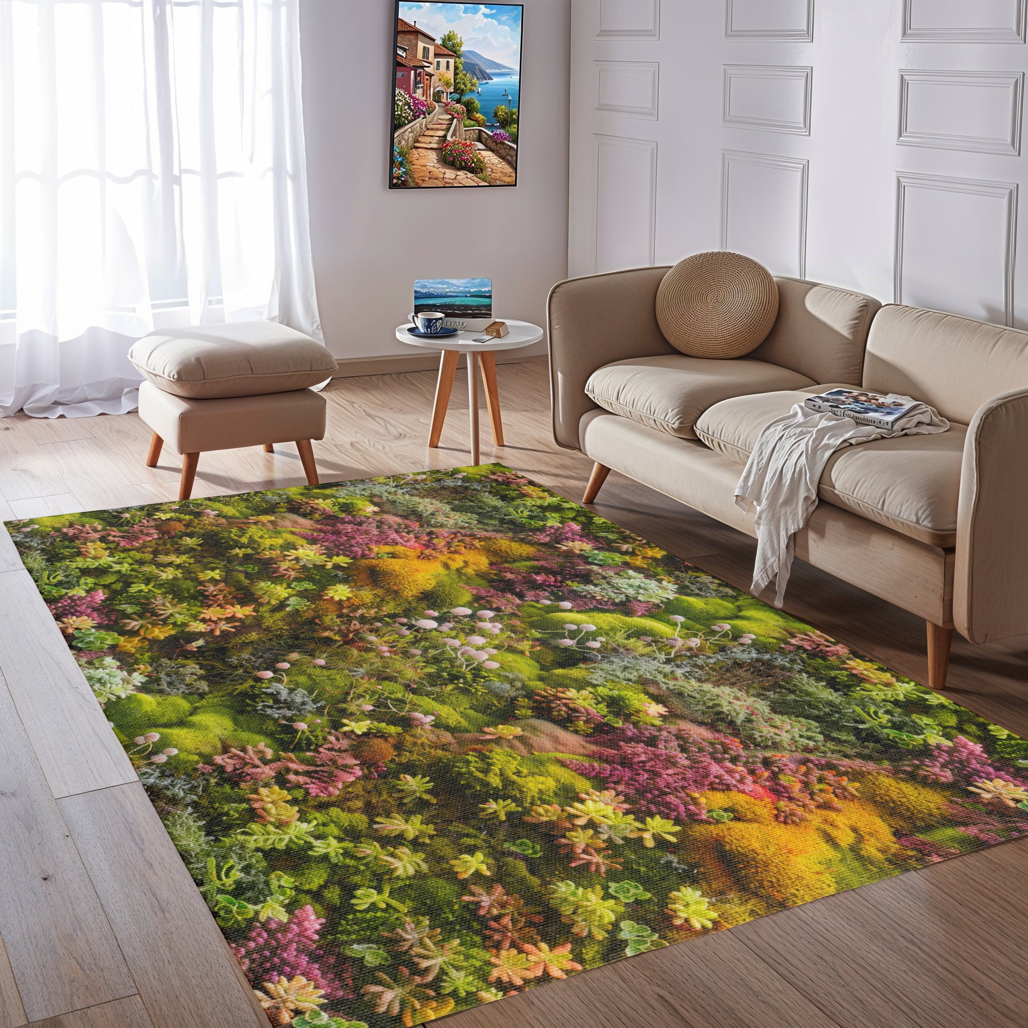 Colorful Moss Rug, Flower Rug, Moss Rug for Bedroom, Moss Rug, Nature ...