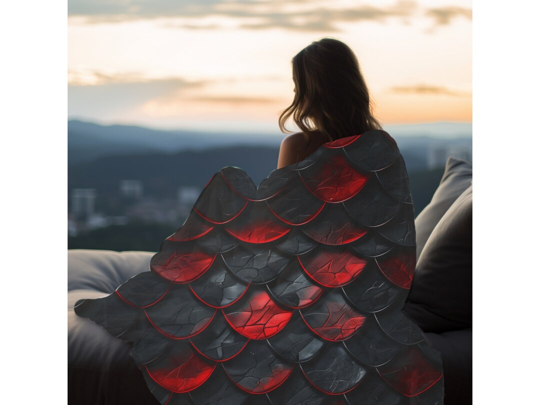 Red Dragon Scale Blanket, Dragon Blanket, Dragon Gift, Dragon Pattern ...