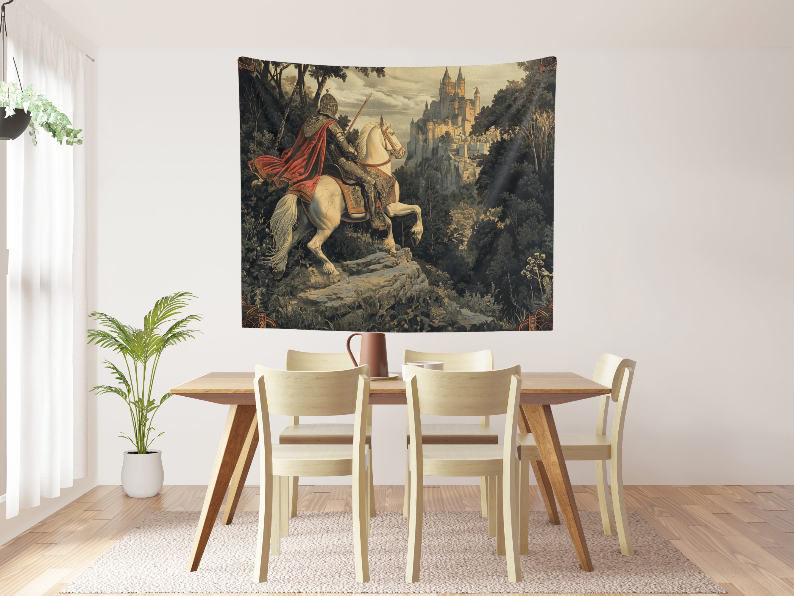Knight Medieval Tapestry, Medieval Wall Hanging, Medieval Art Print ...