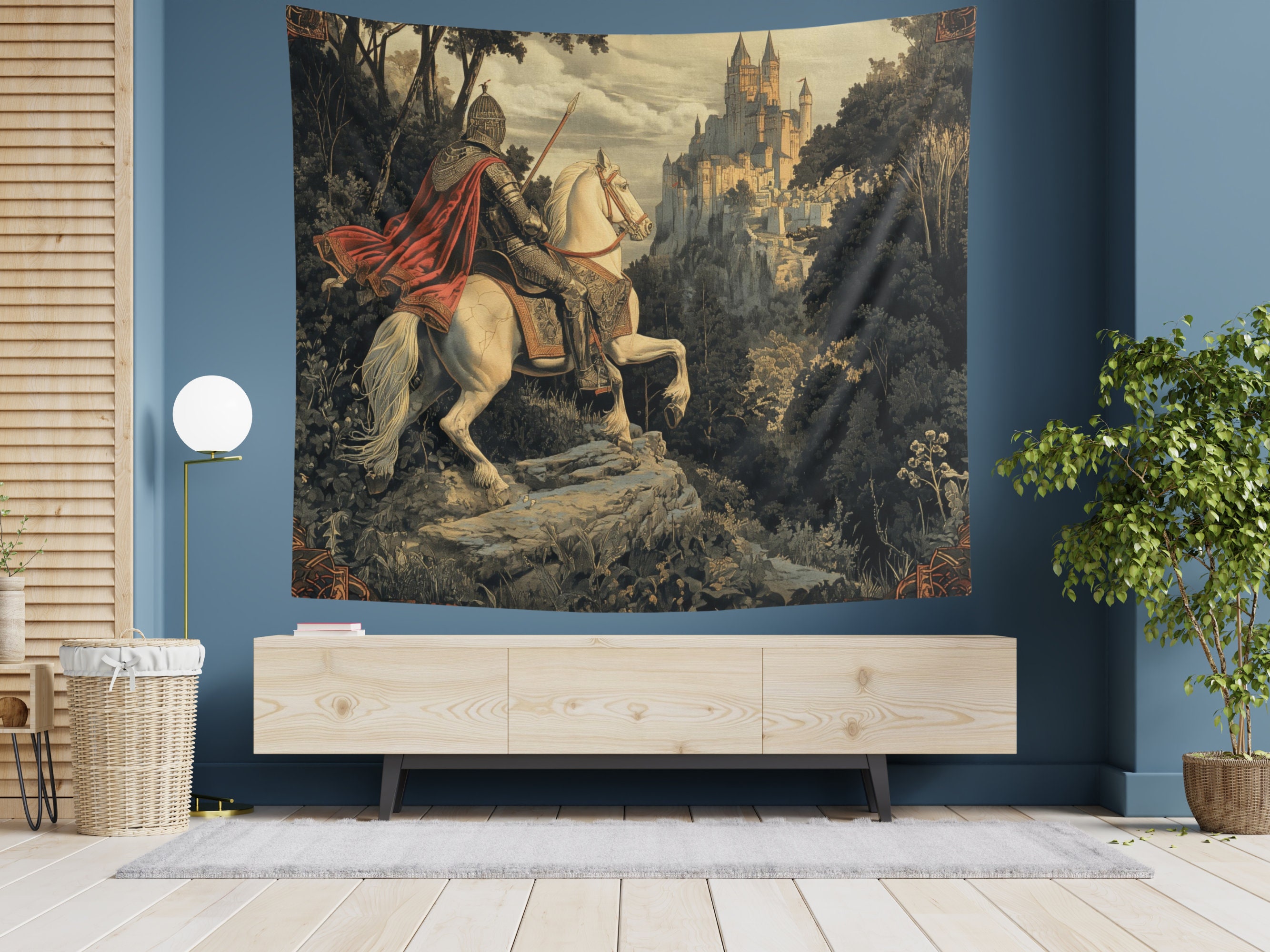 Knight Medieval Tapestry, Medieval Wall Hanging, Medieval Art Print ...