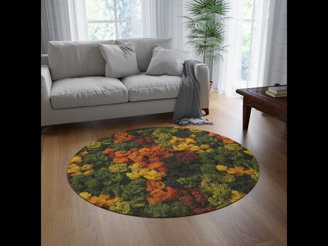 Circle Moss Rug, Grass Rug, Moss Area Rug, Colorful Moss Rug, Landscape ...
