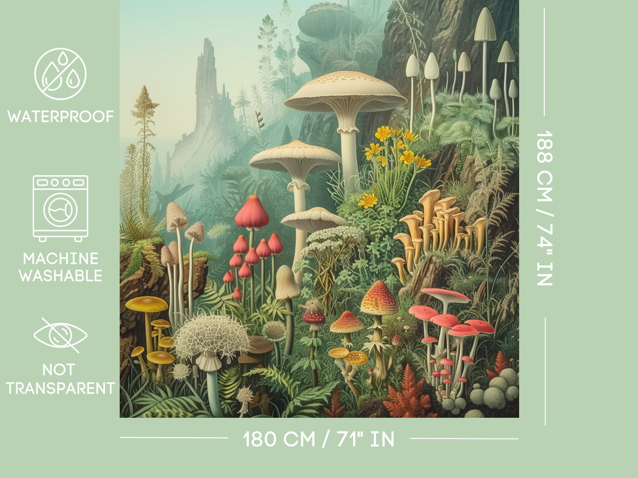 Boho Shower Curtain, Mushroom Shower Curtain, Cottagecore Shower ...