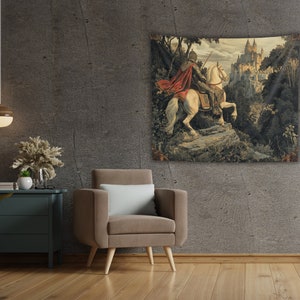 Knight Medieval Tapestry, Medieval Wall Hanging, Medieval Art Print ...