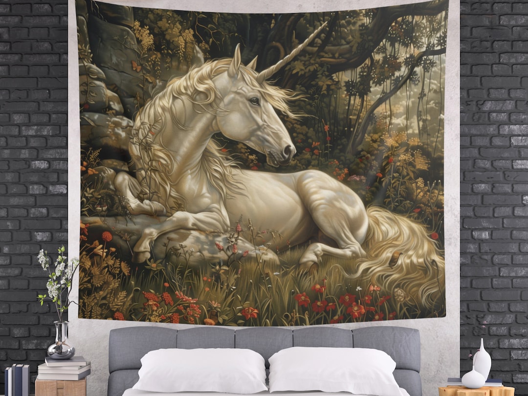 Unicorn Tapestry, Medieval Tapestry, Fantasy Wall Art, Unicorn Decor ...
