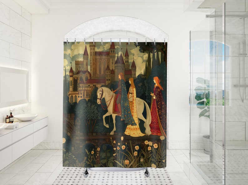 Medieval Bathroom Decor, King Arthur Guinevere Shower Curtain, Medieval ...