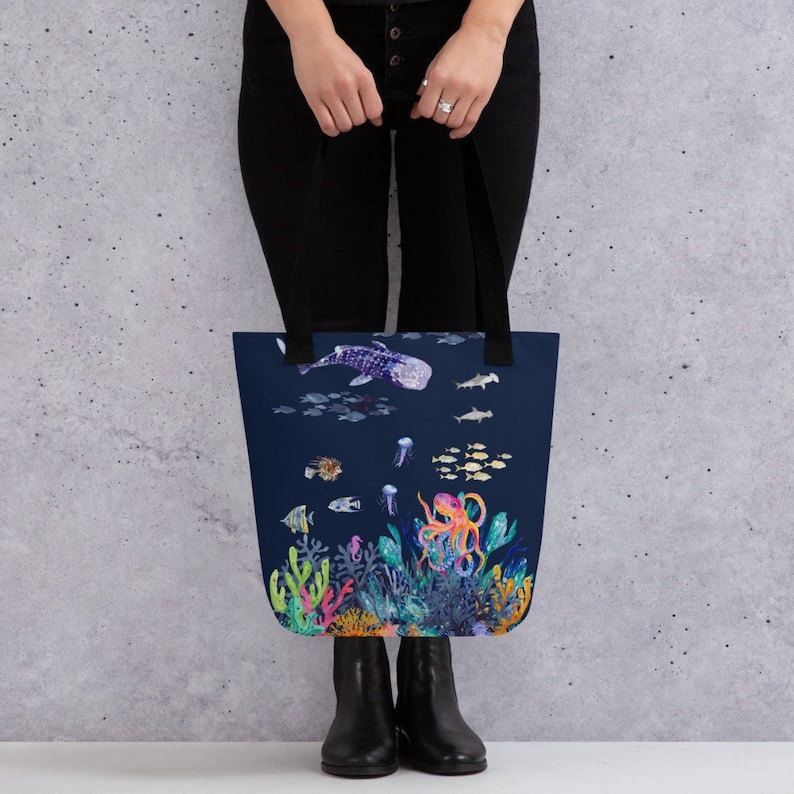 Sea Life Tote Bag / Aesthetic Gifts Ocean Unique Custom Oceanic Design ...
