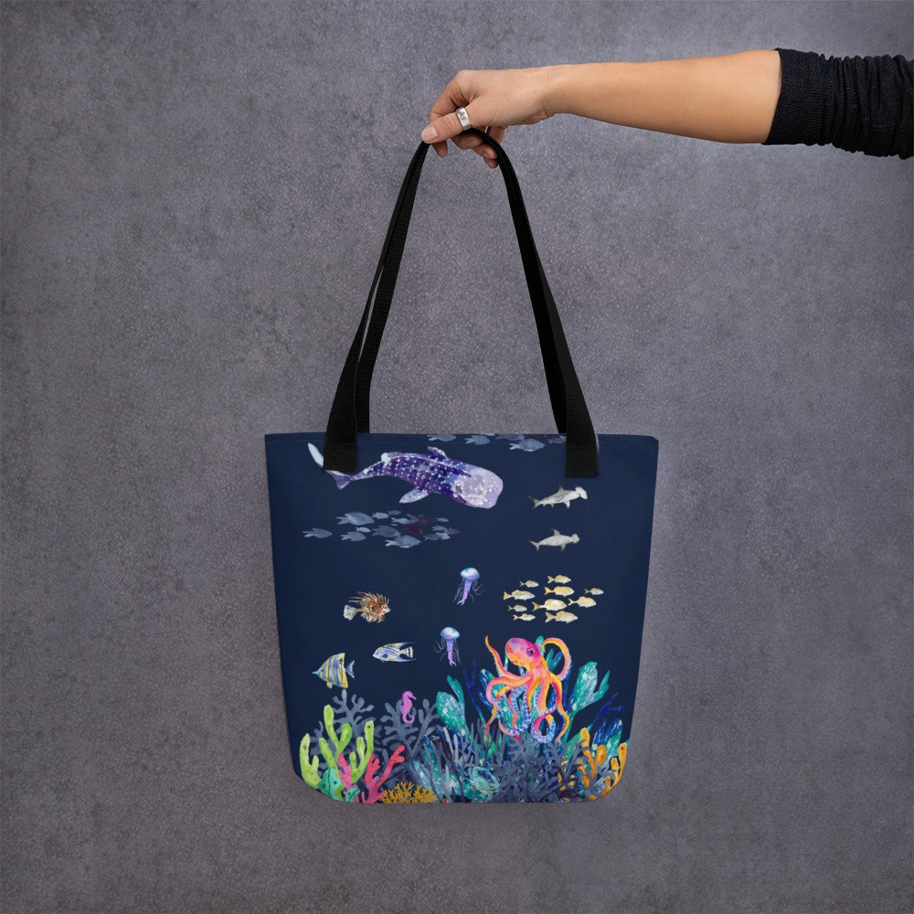 Sea Life Tote Bag / Aesthetic Gifts Ocean Unique Custom Oceanic Design ...