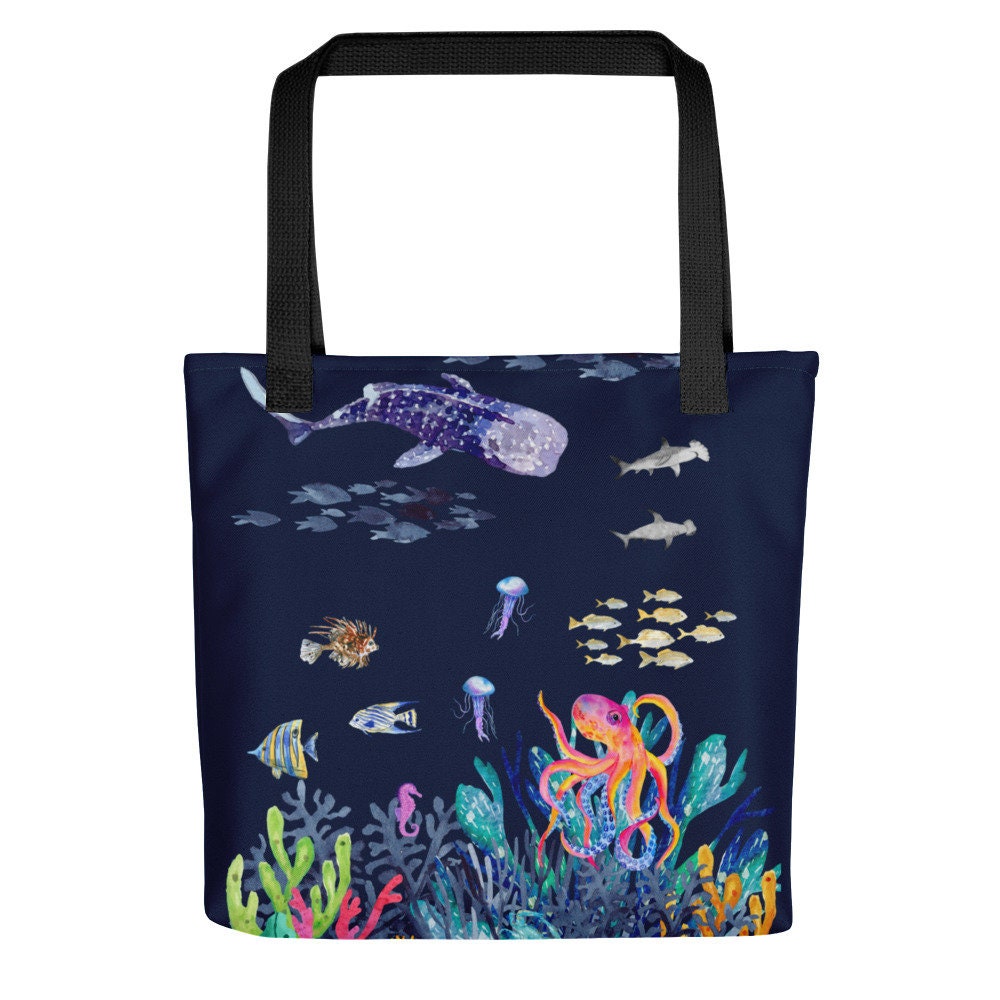 Sea Life Tote Bag / Aesthetic Gifts Ocean Unique Custom Oceanic Design ...
