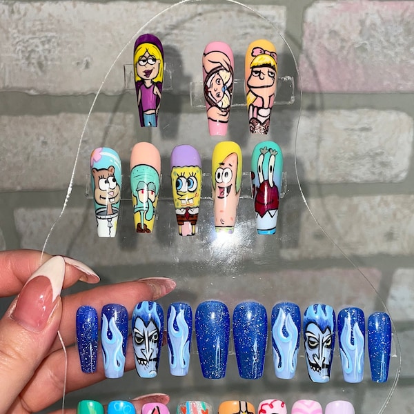 Cartoon Character Nails - Etsy