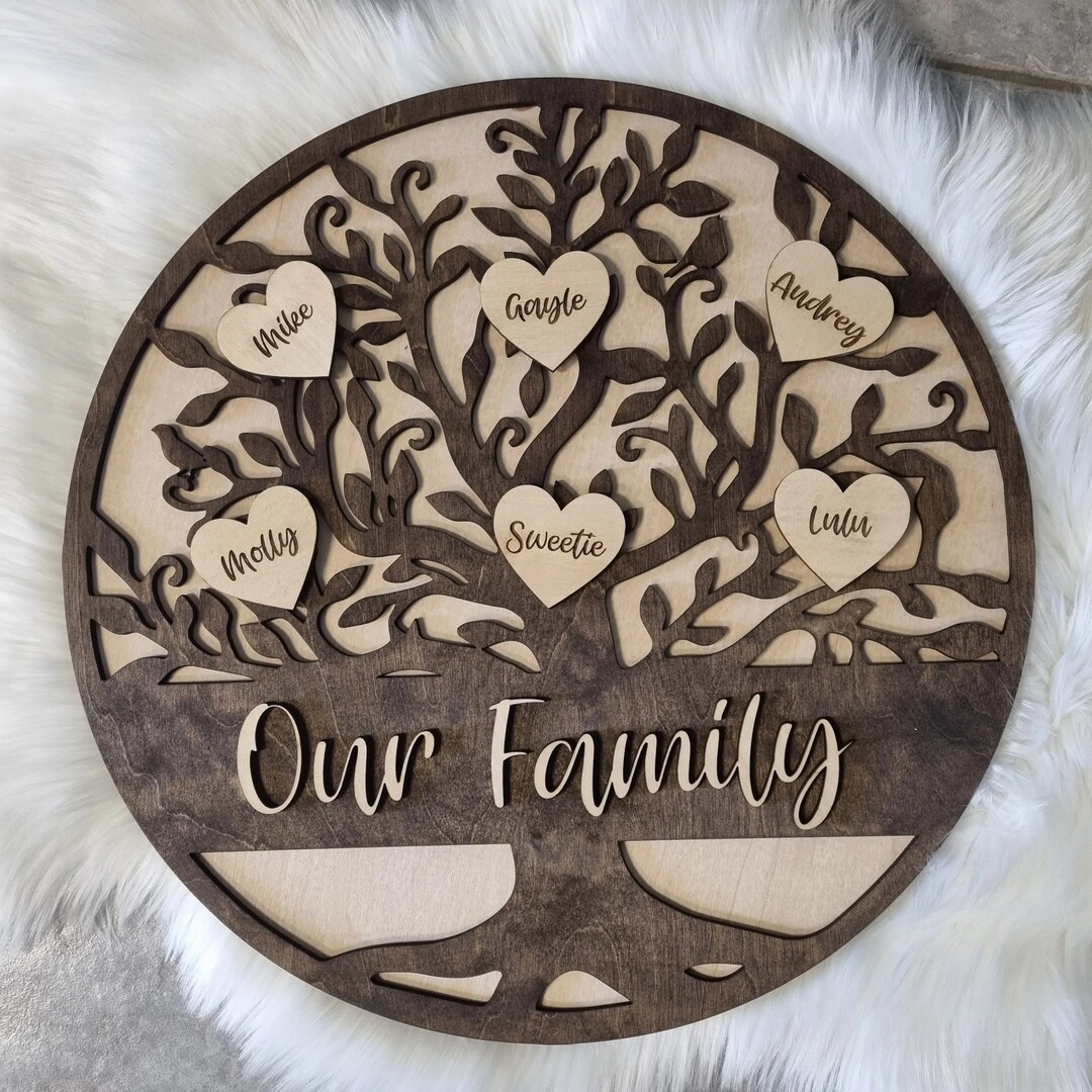 Custom Family Tree Sign | Personalized Rustic Wood Sign | Laser Cut ...