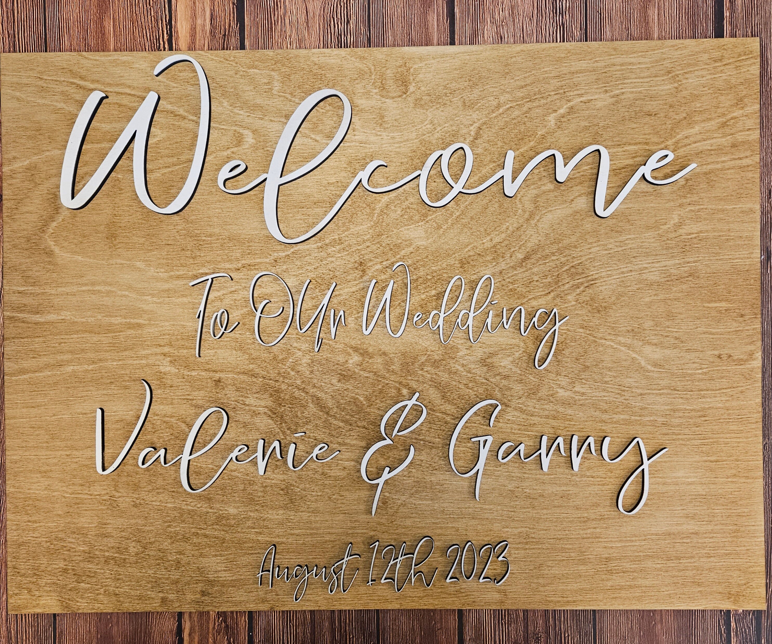 3D Wedding Welcome Sign Personalized Rustic Wood Wedding Sign Wedding ...