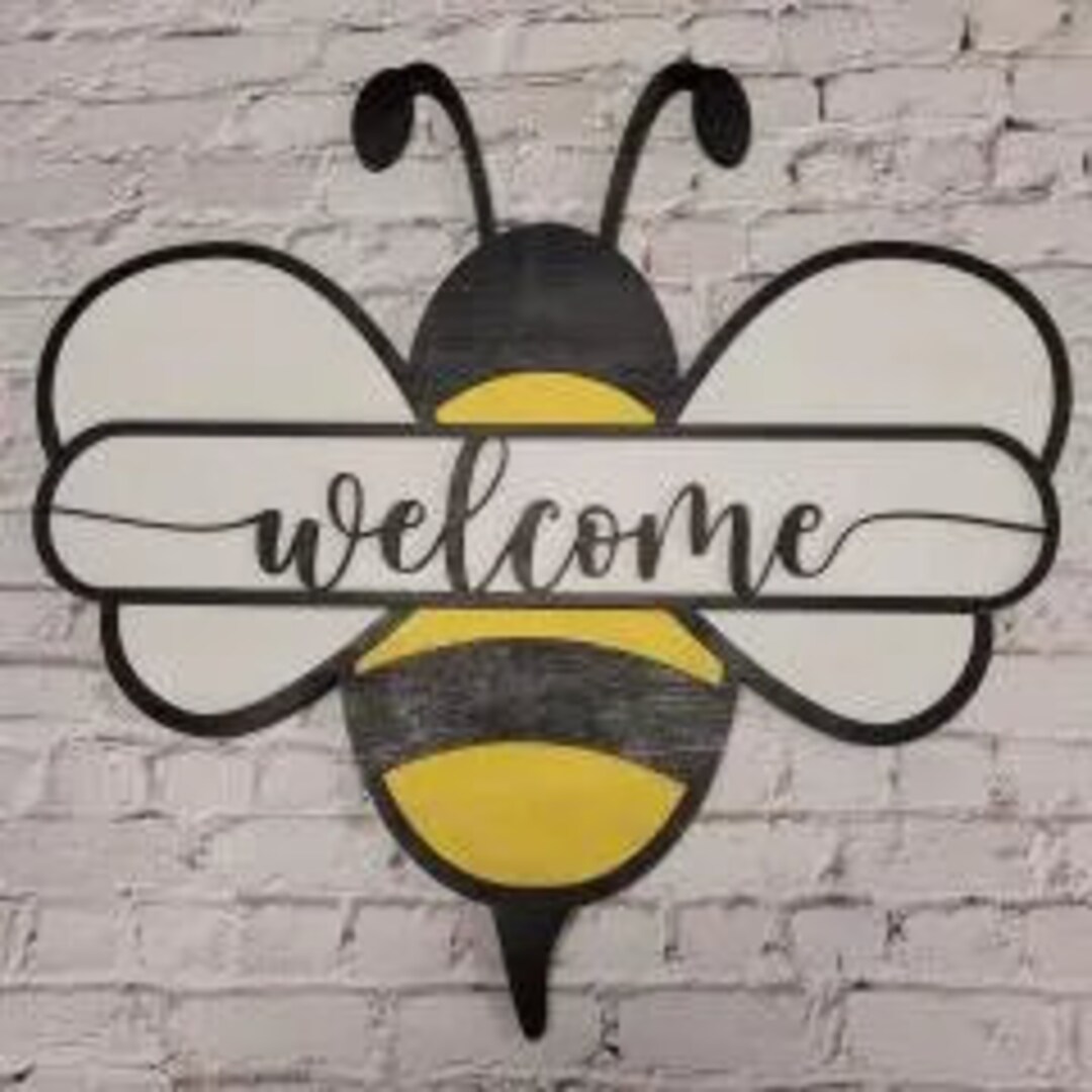 Welcome Bee Door Sign Front Door Sign Welcome Sign Farmhouse Front Door ...