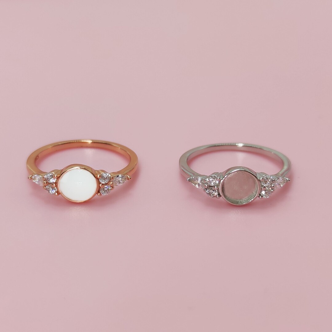 925 Sterling Silver Round Shape Ring Setting, Breastmilk Ashes Hair ...