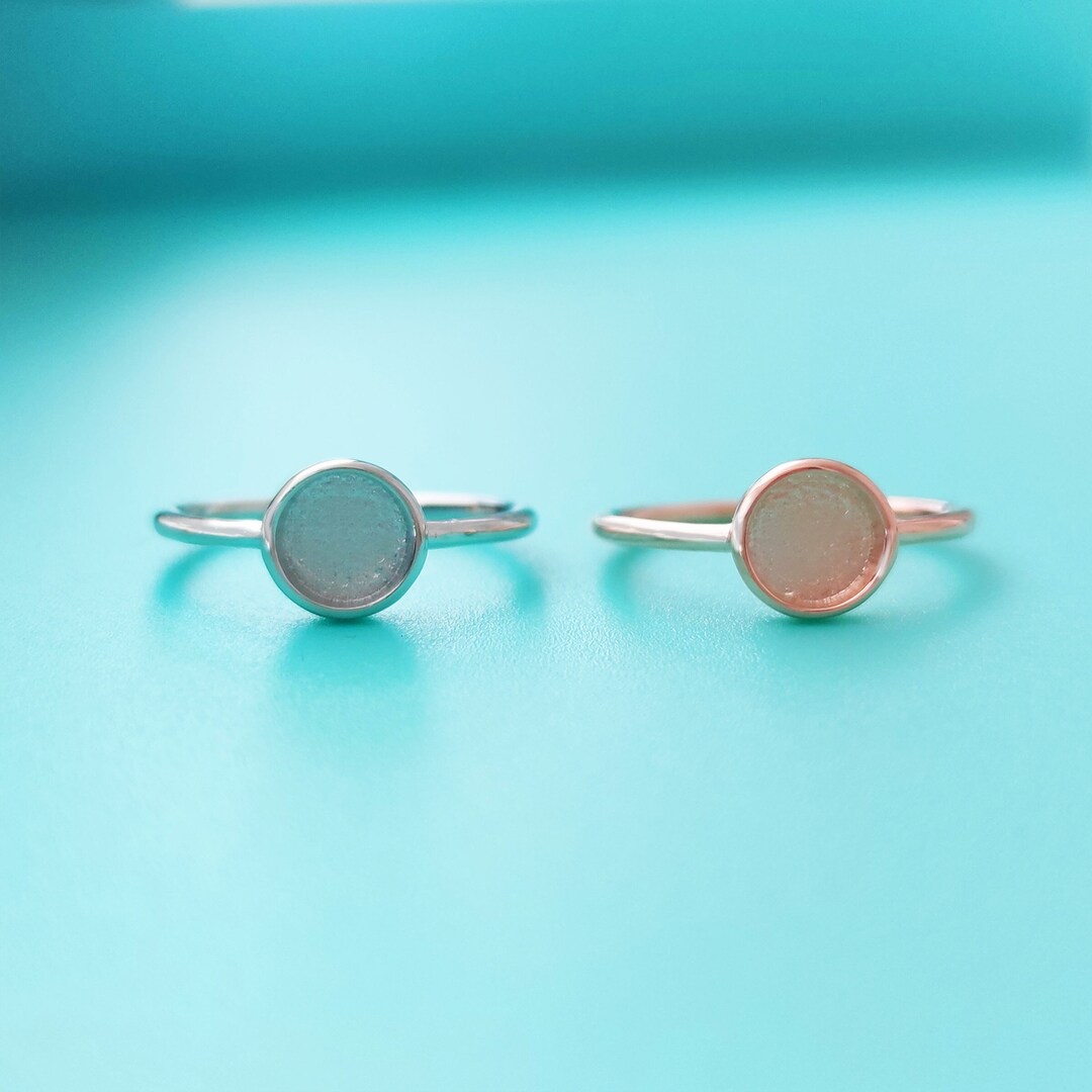 Solid Gold Round Ring Setting, 10k 14k Gold Ring, Breastmilk Ring ...