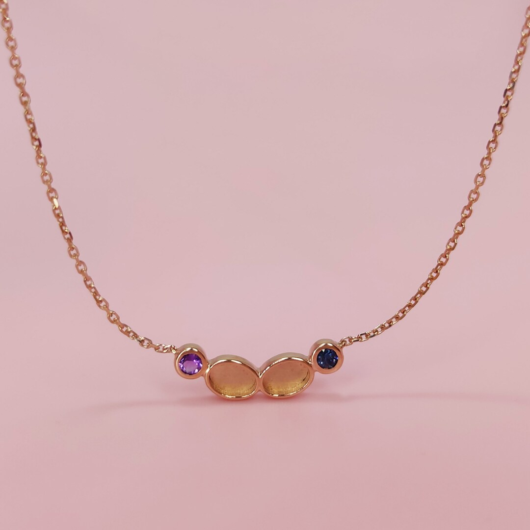 Solid Gold Double Oval Moissanite Blank Necklace Setting, 10k 14k Gold ...