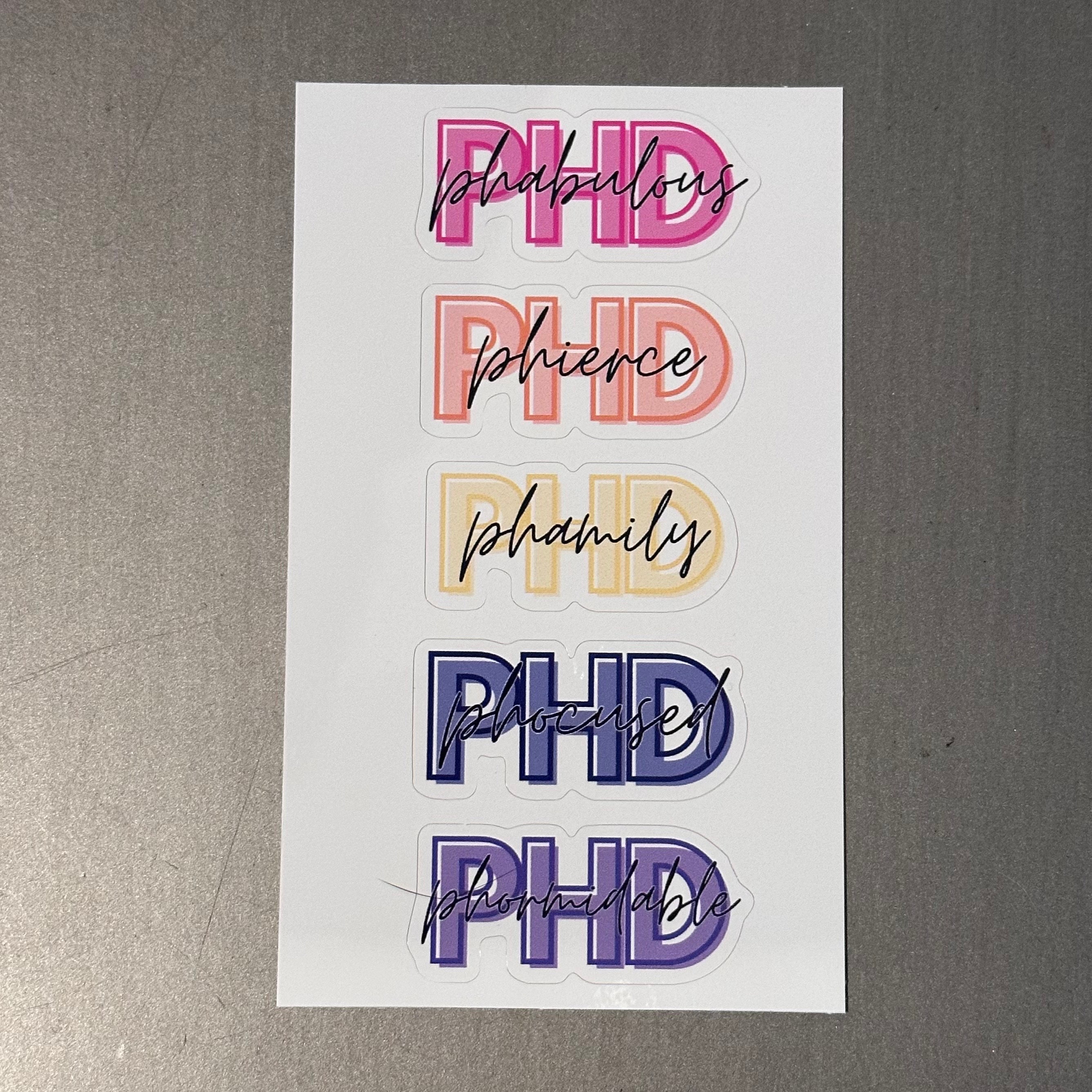 PHD Sticker Sheet With 5 Stickers - Great Gift for Your Doctoral ...
