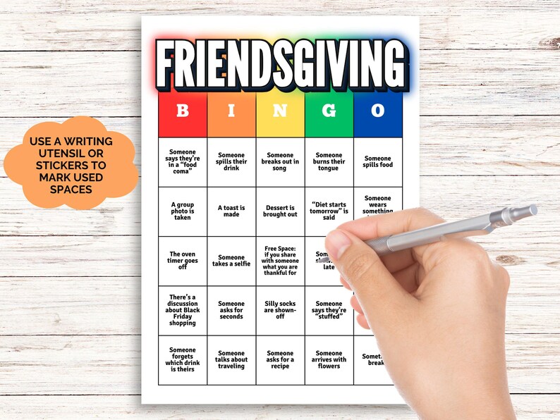 Friendsgiving Bingo Game: Printable Party Icebreaker (digital Download ...
