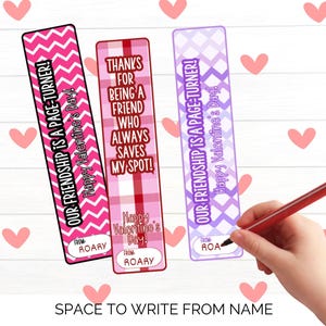 Printable Valentine Bookmarks: Classroom Friendship Gifts (instant ...