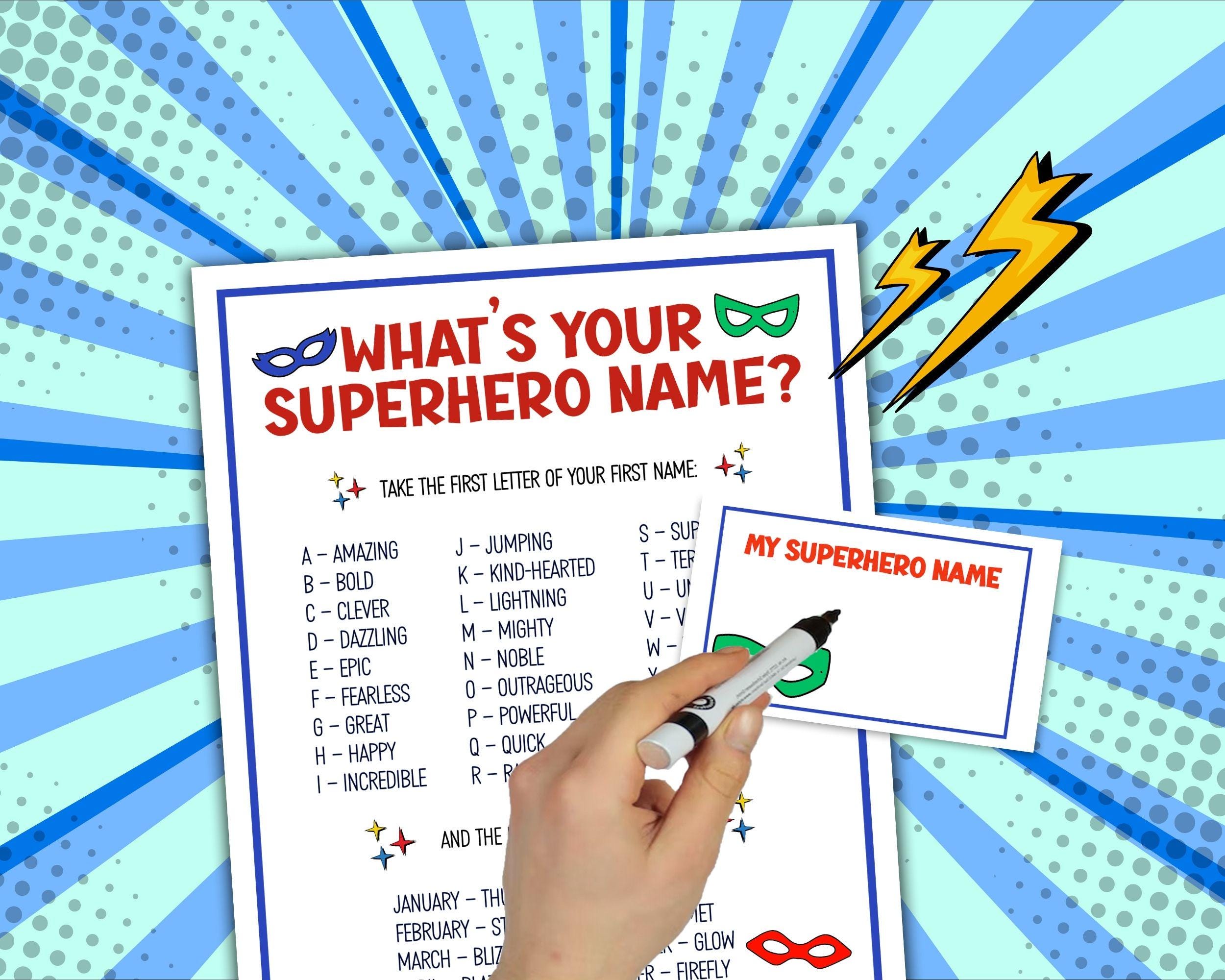 What's My Superhero Name? Printable Game for Kids: Halloween, Party, or ...