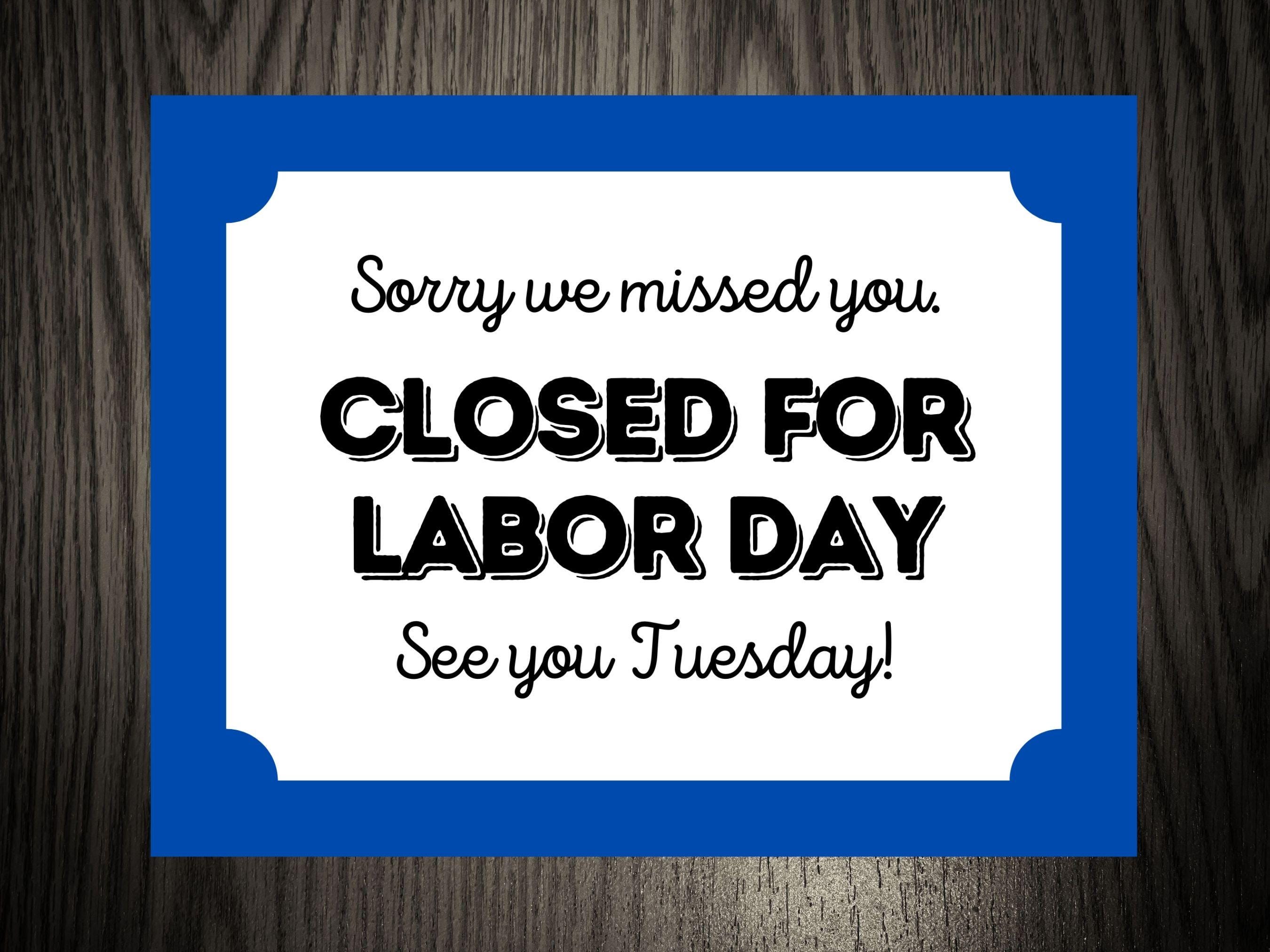 Labor Day Closed Sign: Printable Business Door Sign (instant Download ...