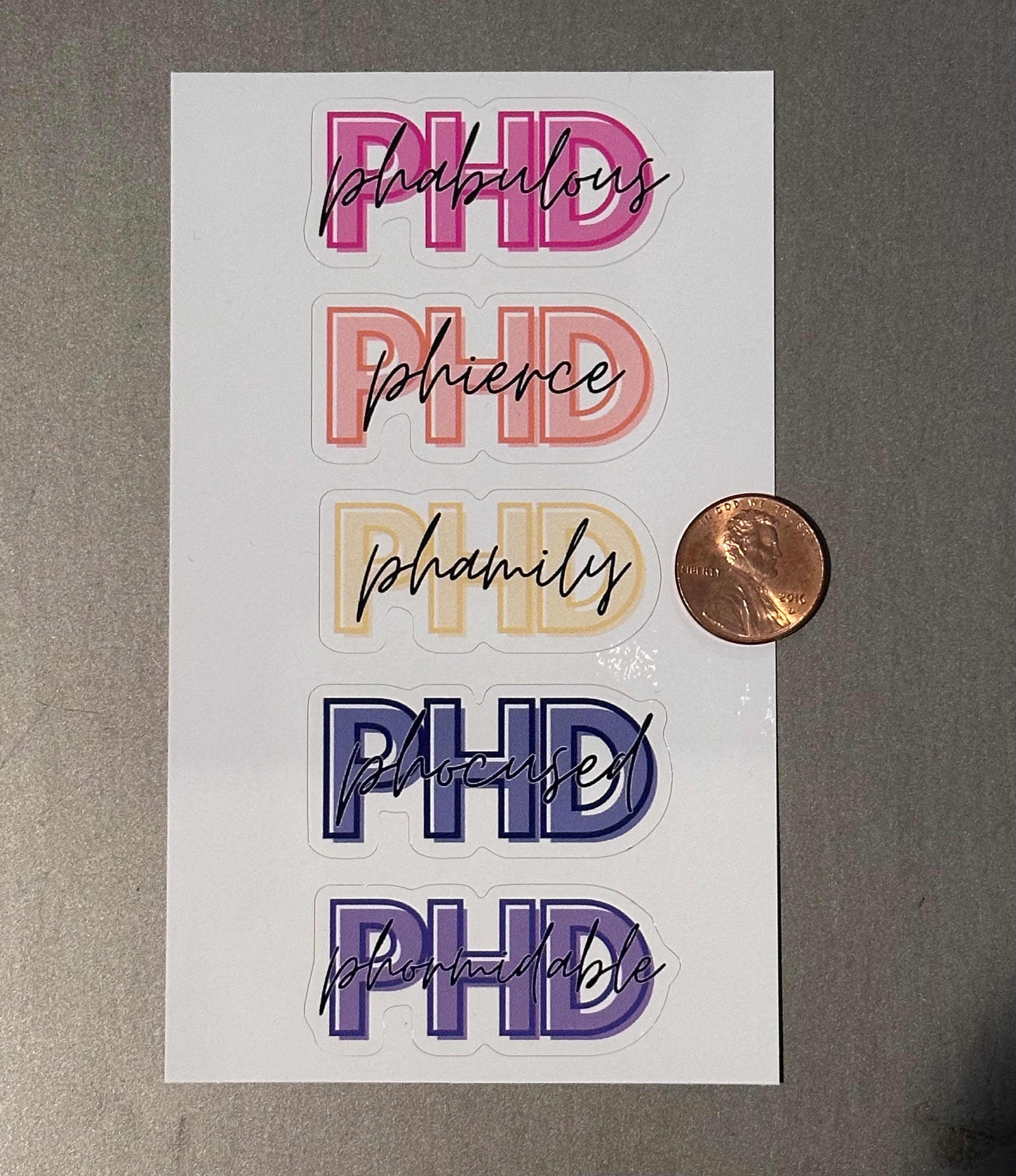 PHD Sticker Sheet With 5 Stickers - Great Gift for Your Doctoral ...