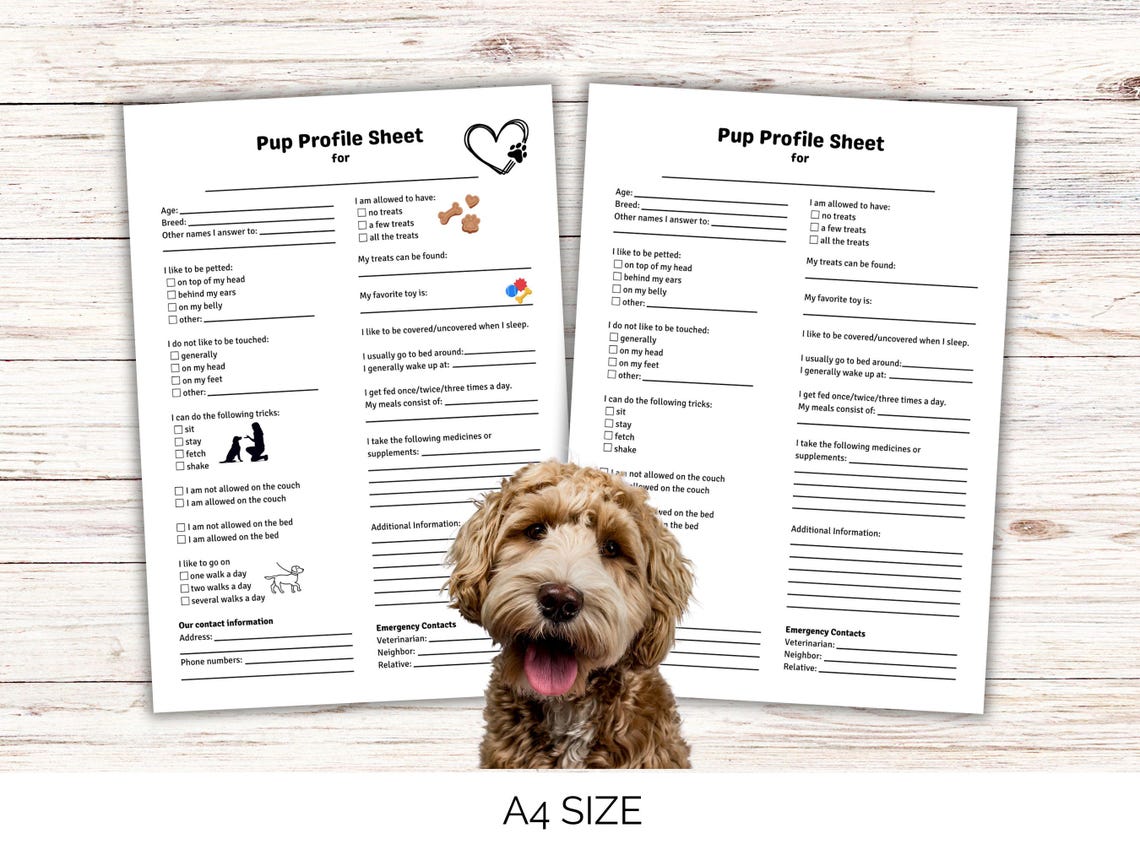 Printable Pup Profile Sheet | Dog Care Information for Pet Sitters ...