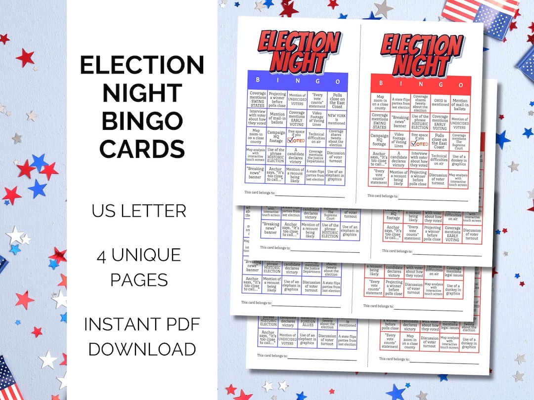 Election Night Bingo Cards Family Fun & Watch Party Game Non-partisan ...