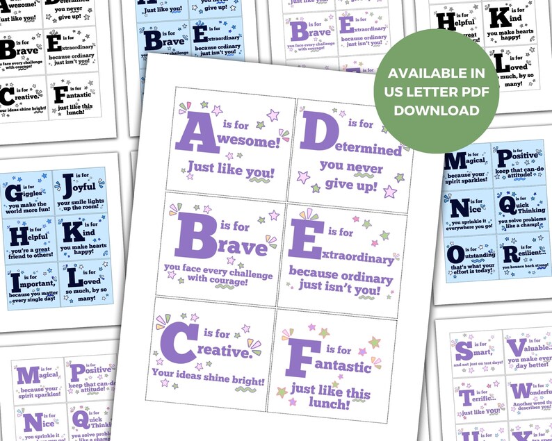 Back to School Lunch Box Notes for Kids – 30 Printable Note Cards With ...