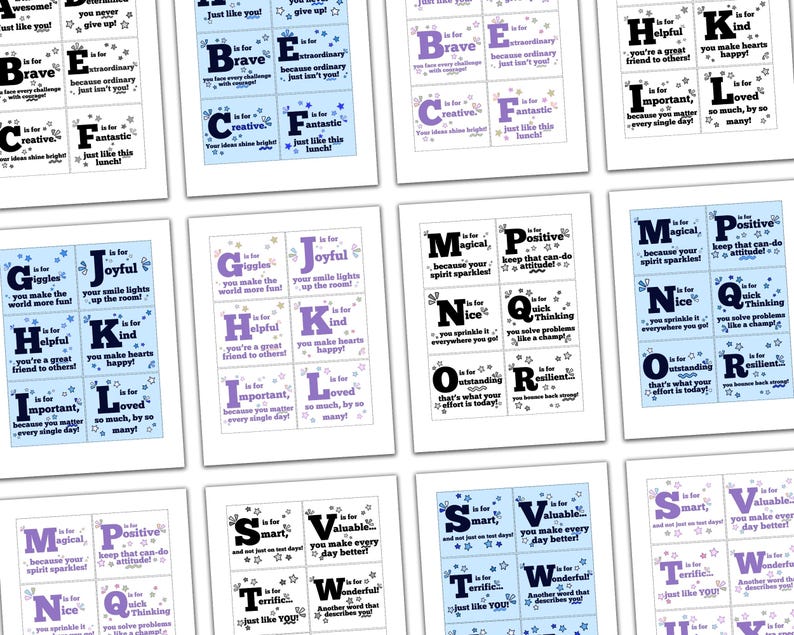 Back to School Lunch Box Notes for Kids – 30 Printable Note Cards With ...