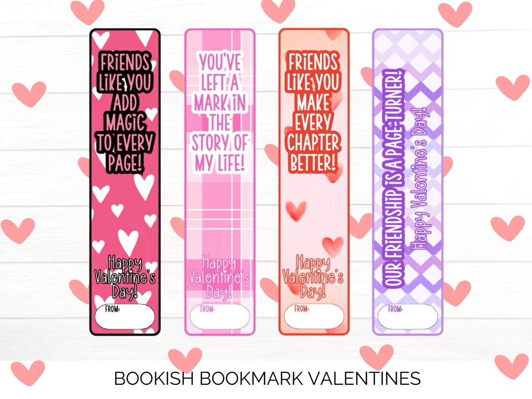 Printable Valentine Bookmarks: Classroom Friendship Gifts (instant ...