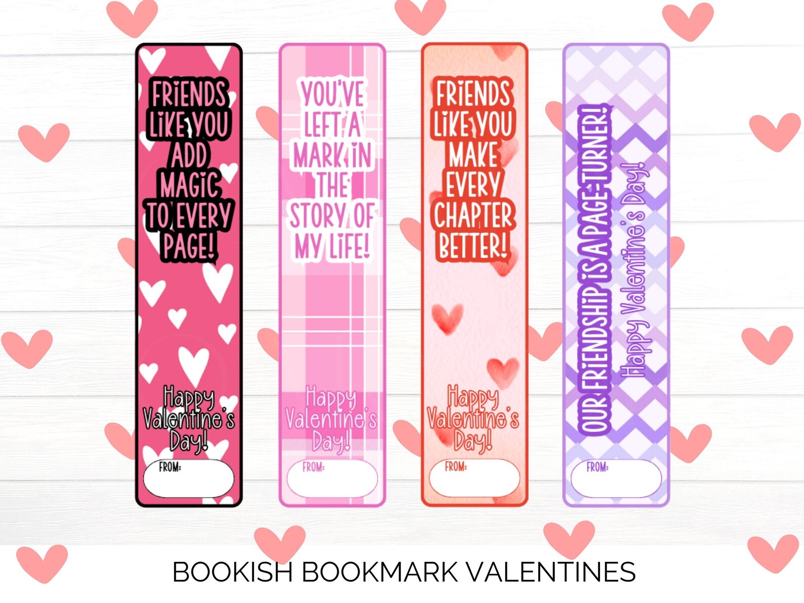 Printable Valentine Bookmarks: Classroom Friendship Gifts (instant ...