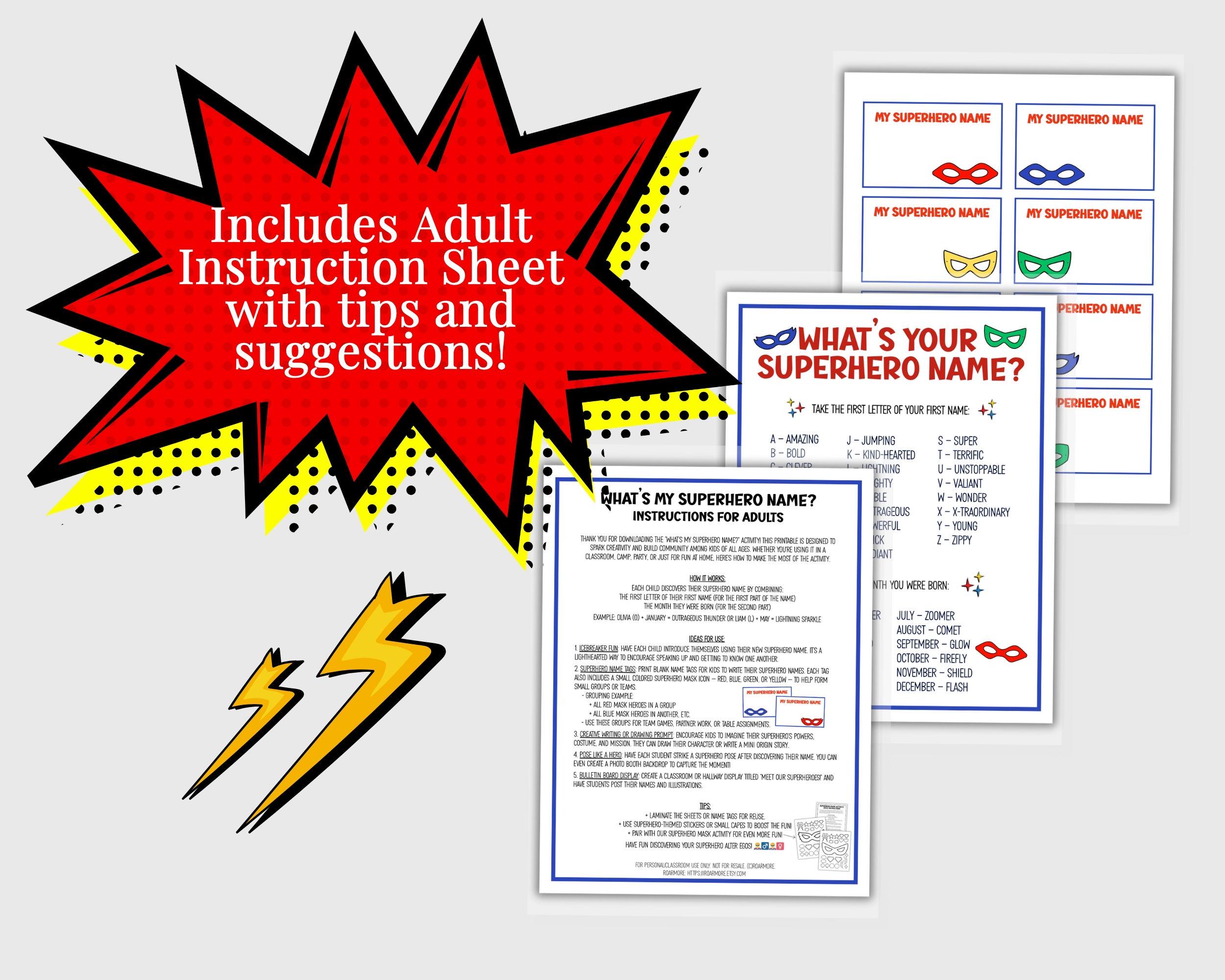What's My Superhero Name? Printable Game for Kids: Halloween, Party, or ...