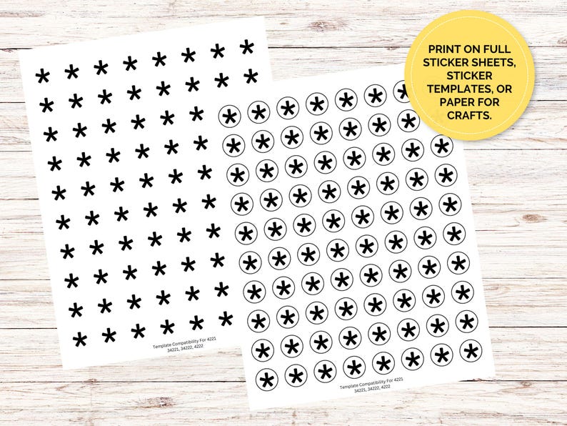 Printable Asterisk Stickers: Rainbow Planner Stickers (PDF Download) - Etsy