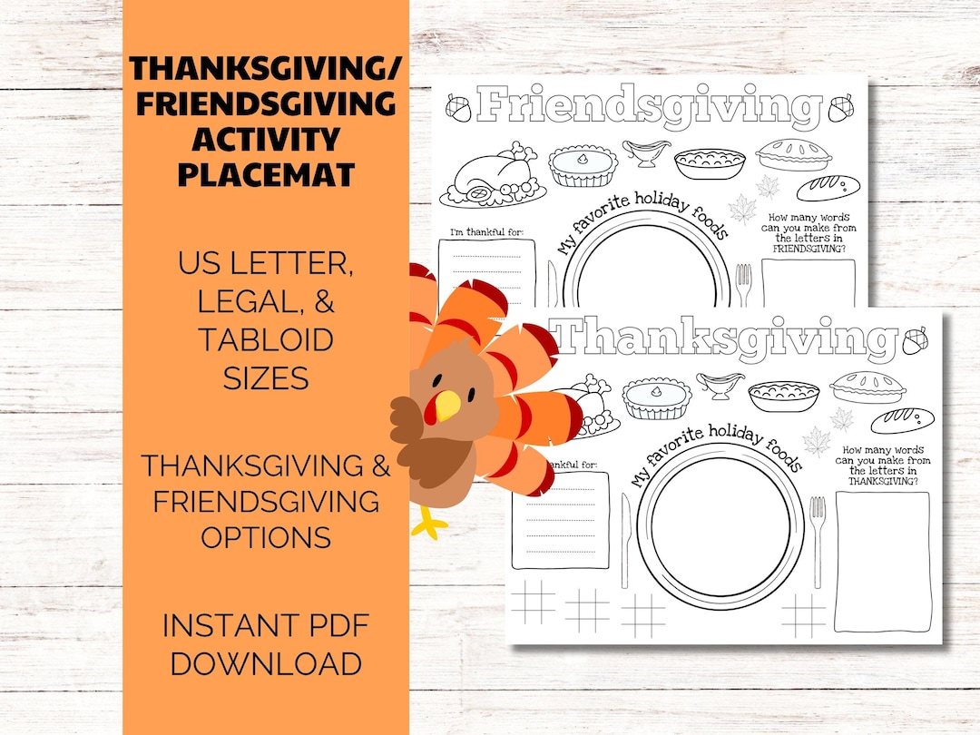 Thanksgiving Printable Placemat for Kids – Fun, Interactive Holiday ...