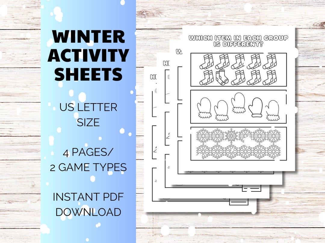 Instant Downloadable Winter Activity Sheets for Kids – Fun Winter Games ...