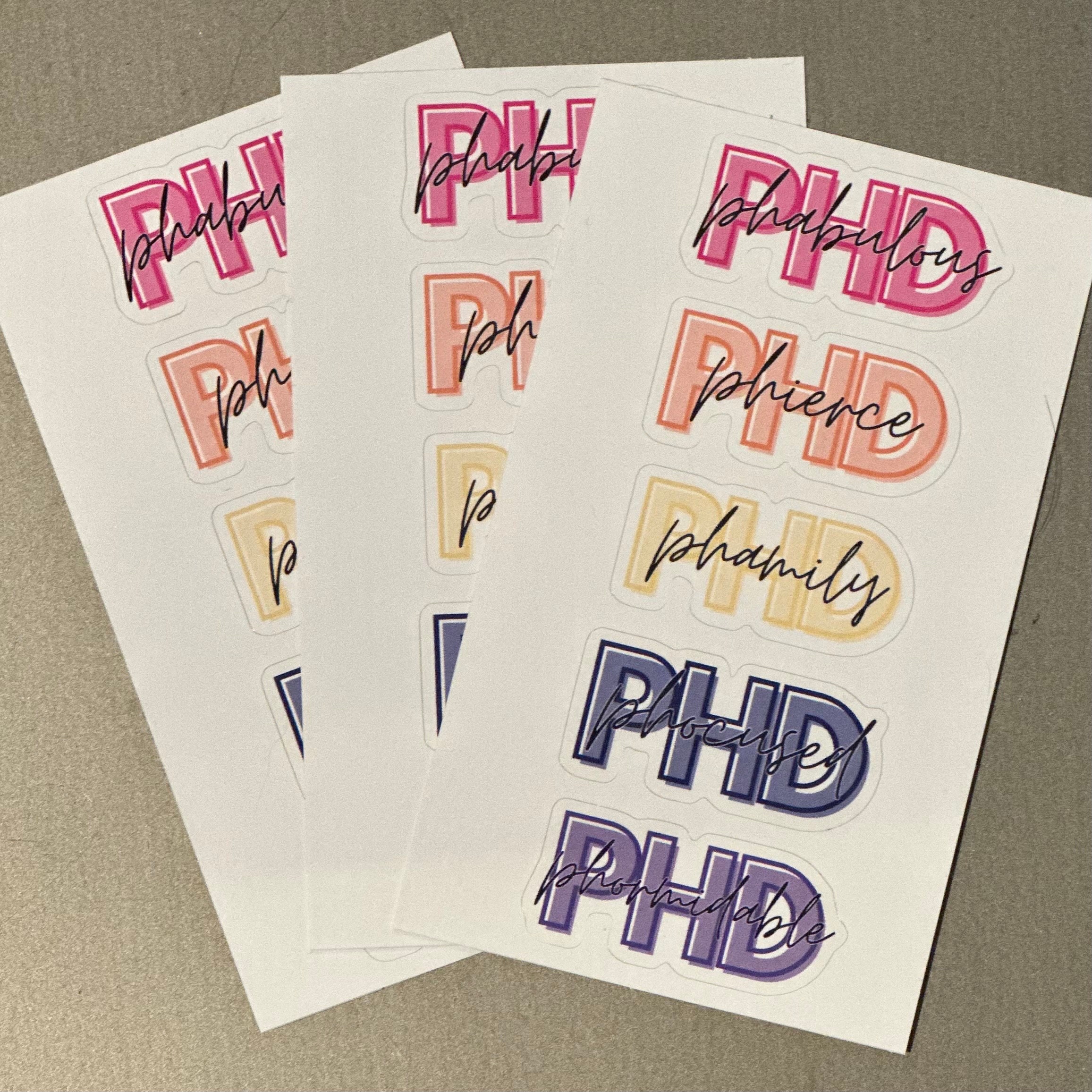 PHD Sticker Sheet With 5 Stickers - Great Gift for Your Doctoral ...